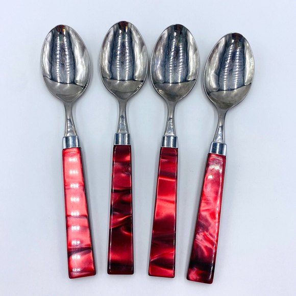 Dining | 181 Silverware Red Plastic Handles Made In Italy Set Of 4 85 ...